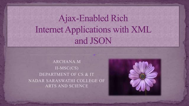 Ajax Enabled Rich Internet Applications With Xml And Json Ppt