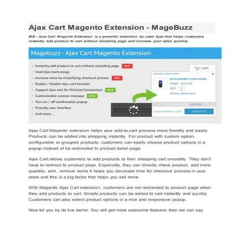 Ajax cart magento extension | PDF