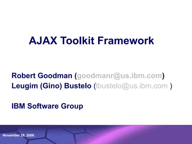 Ajax toolkit framework | PPT Ajax toolkit framework | PPT