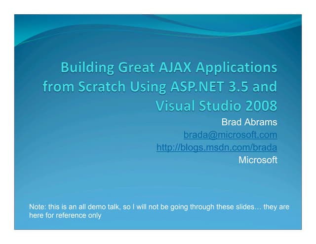 Ajax World 08 Asp Net Ajax | PDF | Web Design and HTML | Internet Ajax World 08 Asp Net Ajax | PDF | Web Design and HTML | Internet
