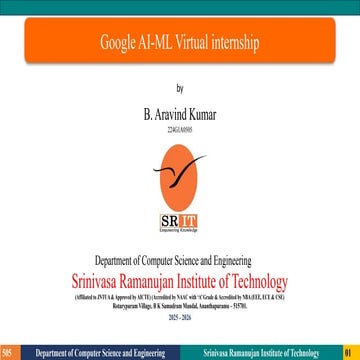 GOOGLE AI-ML VIRTUAL INTERNSHI FROM AICTE EDU SKILL | PPTX