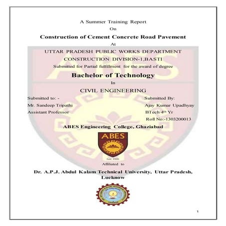 training report on pwd | PDF