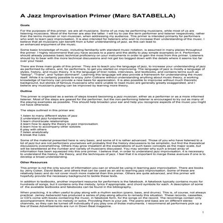 A jazz improvisation primer (Marc Satabella) | PDF