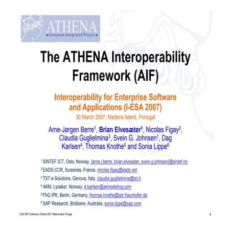 The ATHENA Interoperability Framework | PPT