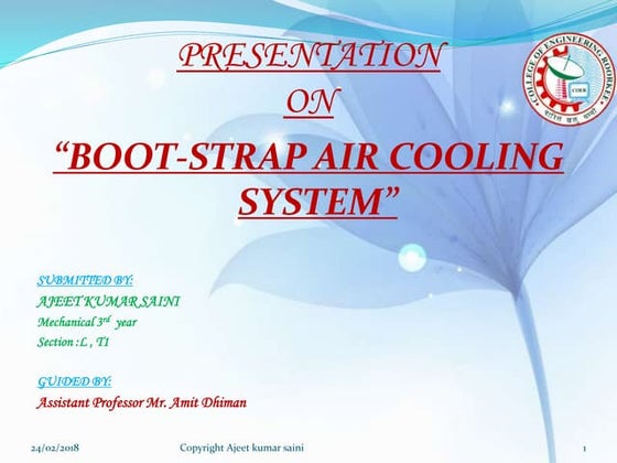 Boot strap air cooling system | PPTX