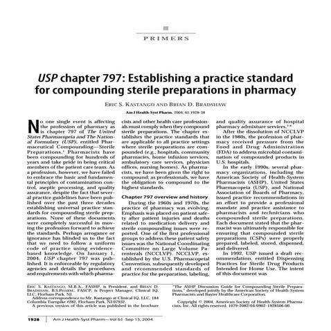 Establishing a Practice Standard for Compounding Sterile Preparations ...