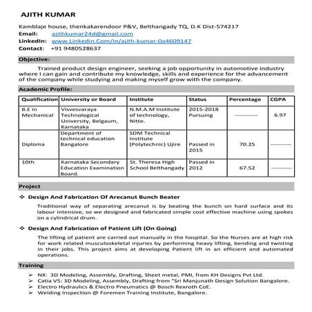 Ajith kumar resume j | PDF