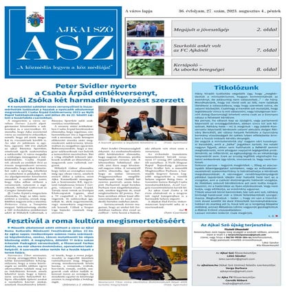 Ajkai Szó 2023. augusztus 4. | PDF