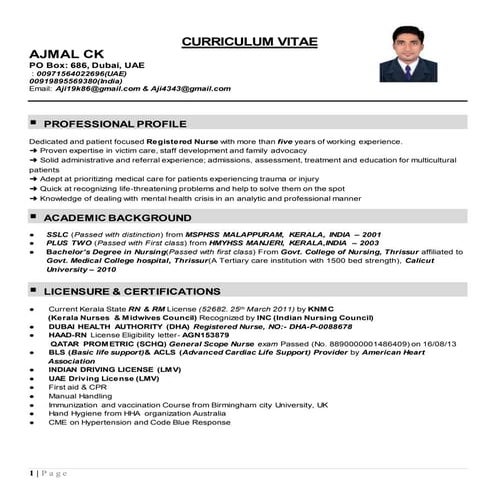Ajmal ck cv new | DOCX | First Aid | Injuries