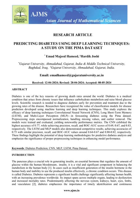 Diabetes Prediction Using ML | PDF