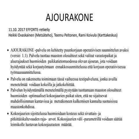 Ajourakone-esittely EFFORTE-retkeilyllä | PPT