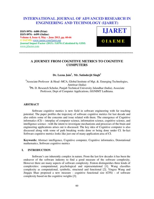 A Journey From Cognitive Metrics To Cognitive Comput Pdf