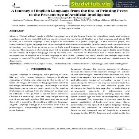 A Journey Of English Language From The Era Of Printing Press To The ...