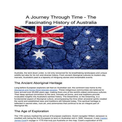 A Journey Through Time - The Fascinating History of Australia | PDF