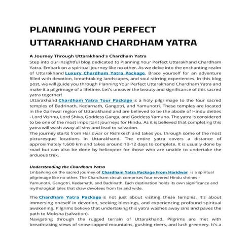 A Journey Through Uttarakhand's Chardham Yatra | PDF