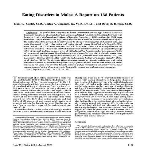 Assessment Of Eating Disorders | PDF