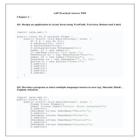 Ajp Practical Questions With Solutiondocx
