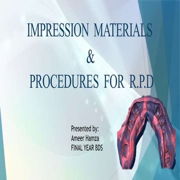impression techniques in Removable Partial Denture | PPTX