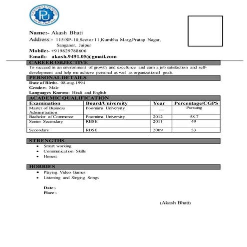 Curriculum Vitaewith pic | DOCX