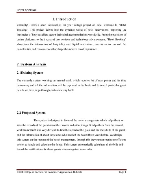 Hotel management system project | PPTX