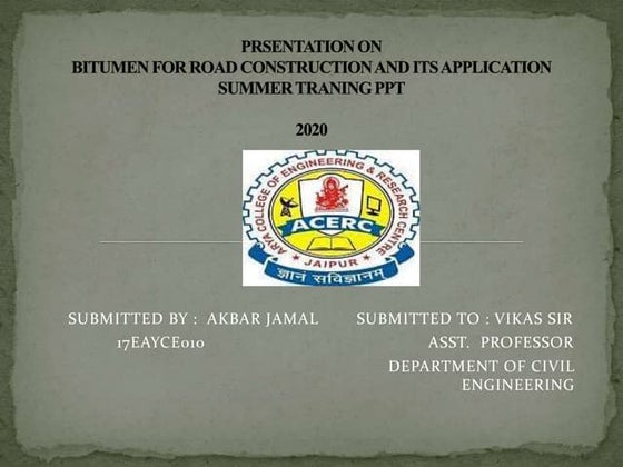 BITUMINOUS ROAD PPT | PPTX