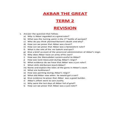 Akbar the great revision | PDF