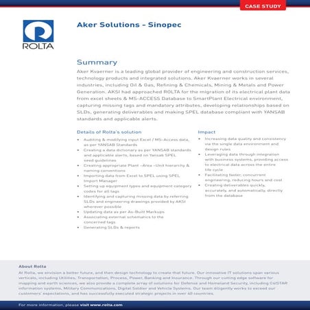 Aker solutions and collaboration with Rolta. | PDF