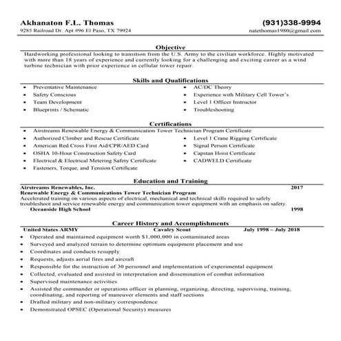 Akhanaton Thomas Resume | DOC