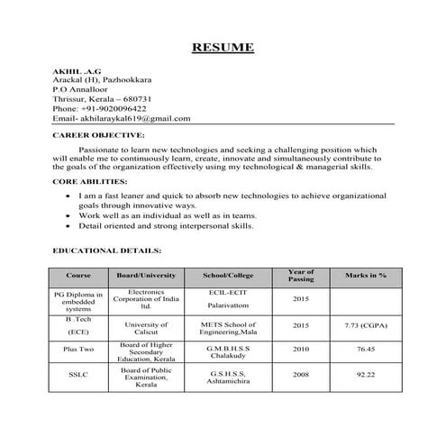 Akhil resume | PDF