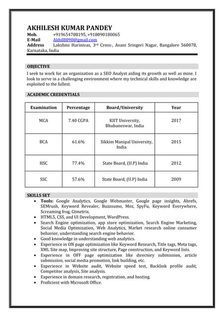 Akhilesh Pandey-Resume | PDF Akhilesh Pandey-Resume | PDF