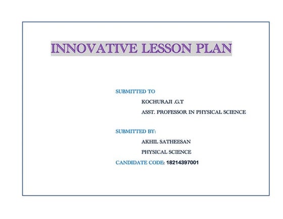 INNOVATIVE LESSON PLAN | PDF