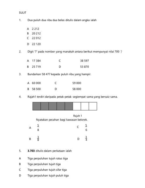MATEMATIK TAHUN 4 - SOALAN + JAWAPAN | PDF