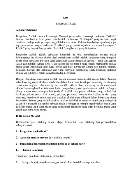 Akhlak, Moral, dan Etika dalam Islam | PPTX