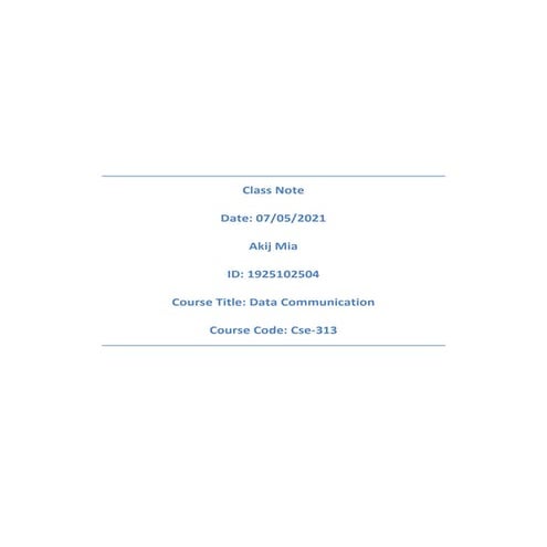 Class Note | Pdf