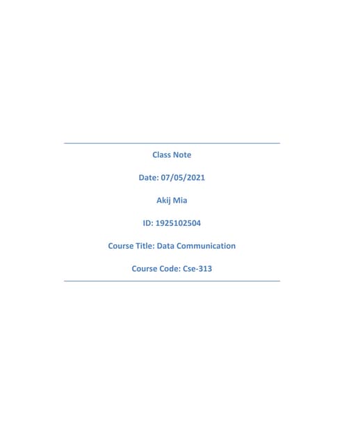 Class Note | Pdf