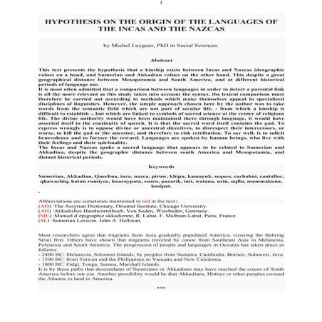 Is there a relationship between Akkadian, Sumerian, and Quechua, Aymara ...