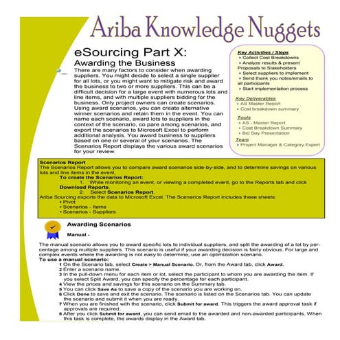 Ariba Knowledge Nuggets eSourcing Part X awarding | PDF