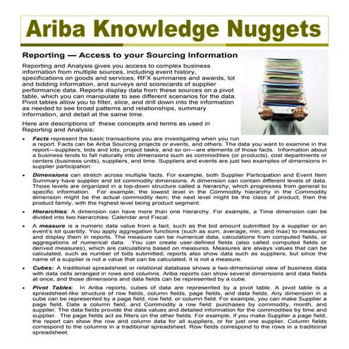 Ariba Knowledge Nuggets: Sourcing Reporting | PDF