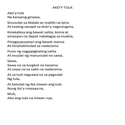 Ako'y tula | DOCX