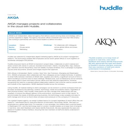 AKQA manages projects and collaborates in the cloud with Huddle. | PDF