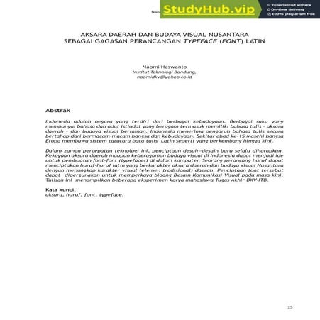 AKSARA DAERAH DAN BUDAYA VISUAL NUSANTARA SEBAGAI GAGASAN PERANCANGAN TYPEFACE (FONT) LATIN | PDF
