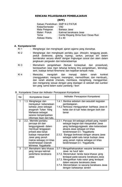 Rencana Pelaksanaan Pembelajaran BAHASA JAWA TEMA 7 SIIPP.docx