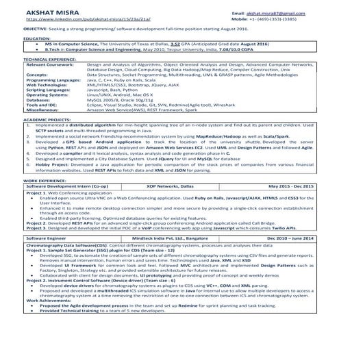 Akshat misra resume | PDF | Programming Languages | Computing