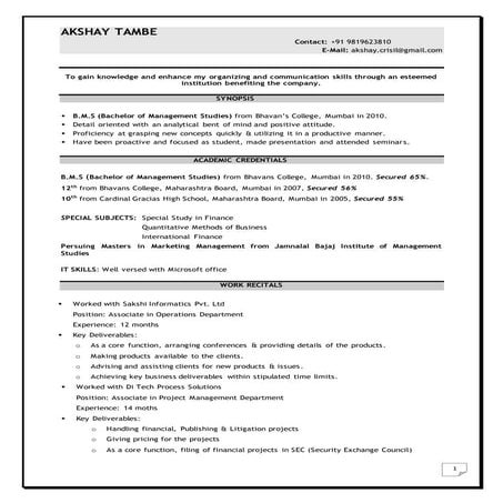 Akshay tambe cv | PDF