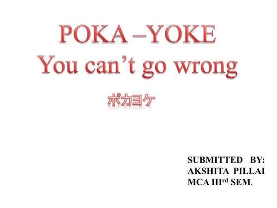 Poka yoke presentation | PPTX