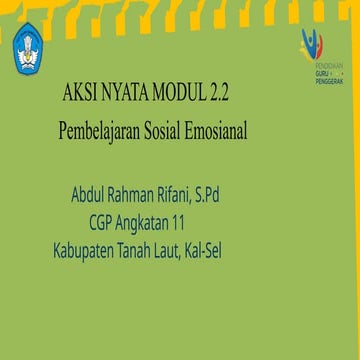 Aksi Nyata modul 2.2 pembelajaran sosial emosi | PPTX