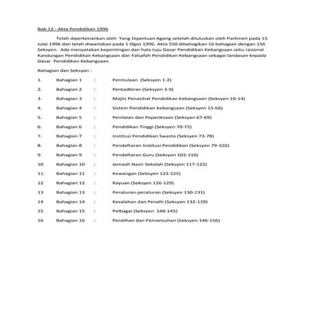 Akta pendidikan 1996 | DOCX
