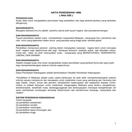 Akta pendidikan 1996 | DOCX