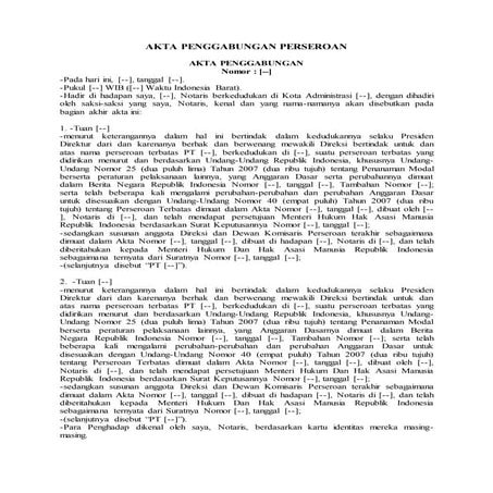 Akta penggabungan perseroan | DOCX