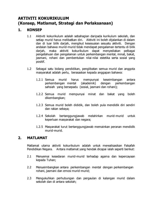 Dasar kokurikulum di sekolah sekolah | PPT
